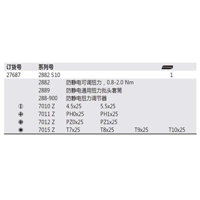 德国 Wiha 27687 2882 S10 带视窗防静电可调扭力螺丝起子13件套
