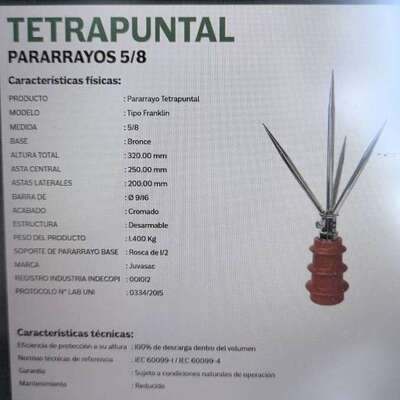 富兰克林避雷针 Franklin Pararrayo Tetrapuntal  Tipo Franklin
