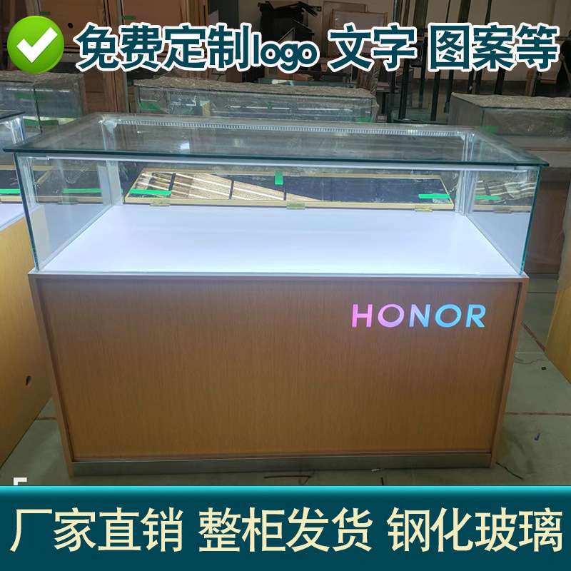 木纹手机柜台手机展柜陈列柜数码手机玻璃柜电器展示柜玻璃商用