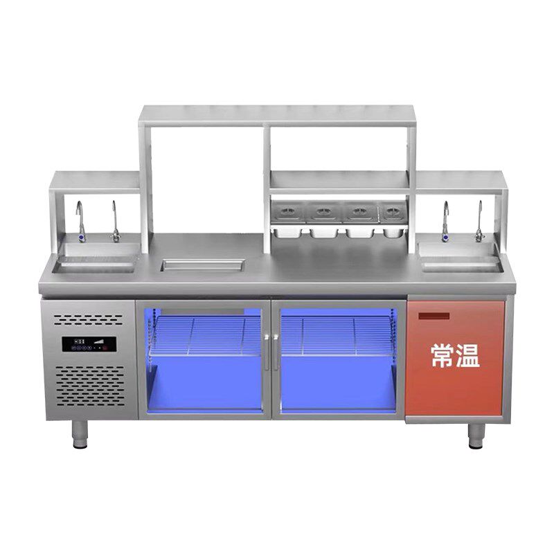 水吧台商用奶茶店设备定制新中式茶饮咖啡店一体柜水吧冷藏工作台