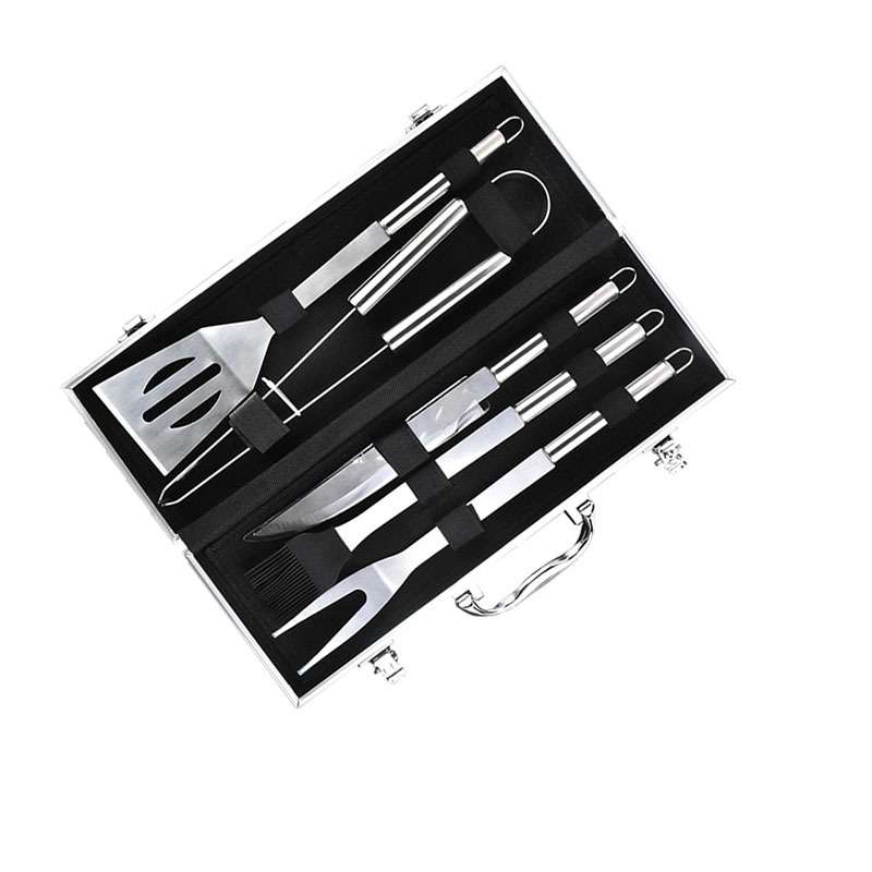 亚马逊 烧烤工具铝箱6件套 BBQ不锈钢烤具4件套 户外烧烤用具套装