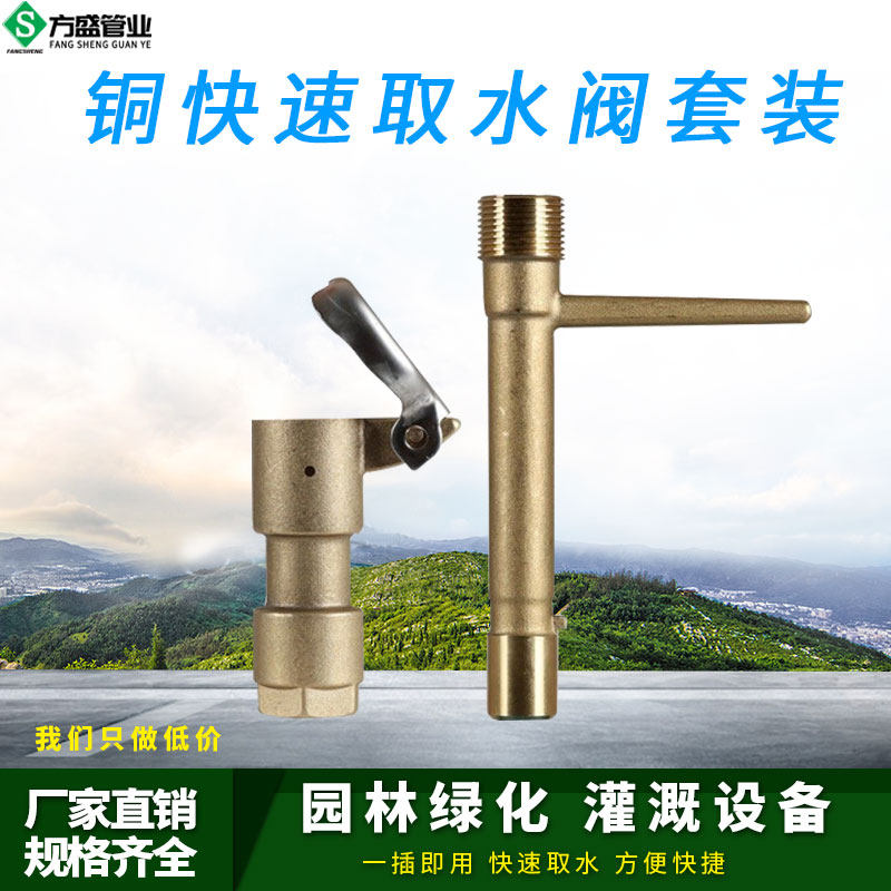 6分DN20/1寸DN25园林快速铜取水阀绿化地插头钥匙杆花园浇水喷头