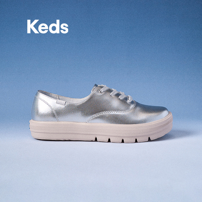 【七夕礼物】Keds银色休闲百搭平底帆布鞋女款舒适透气潮流单鞋
