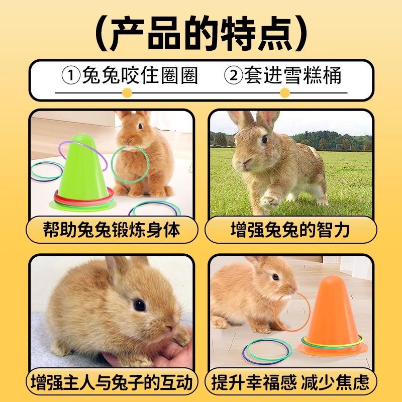 兔子解闷玩具套套圈兔子磨牙玩具益智发泄兔兔豚鼠耐啃咬雪糕桶
