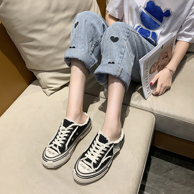 42大码女包头半拖鞋41一t43宽胖肥脚2022春季外穿无后跟板鞋懒人
