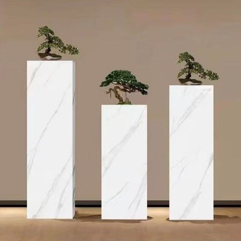 岩板花架石墩雕塑地台落地酒店玄关装饰摆件大理石底座展示台立柱