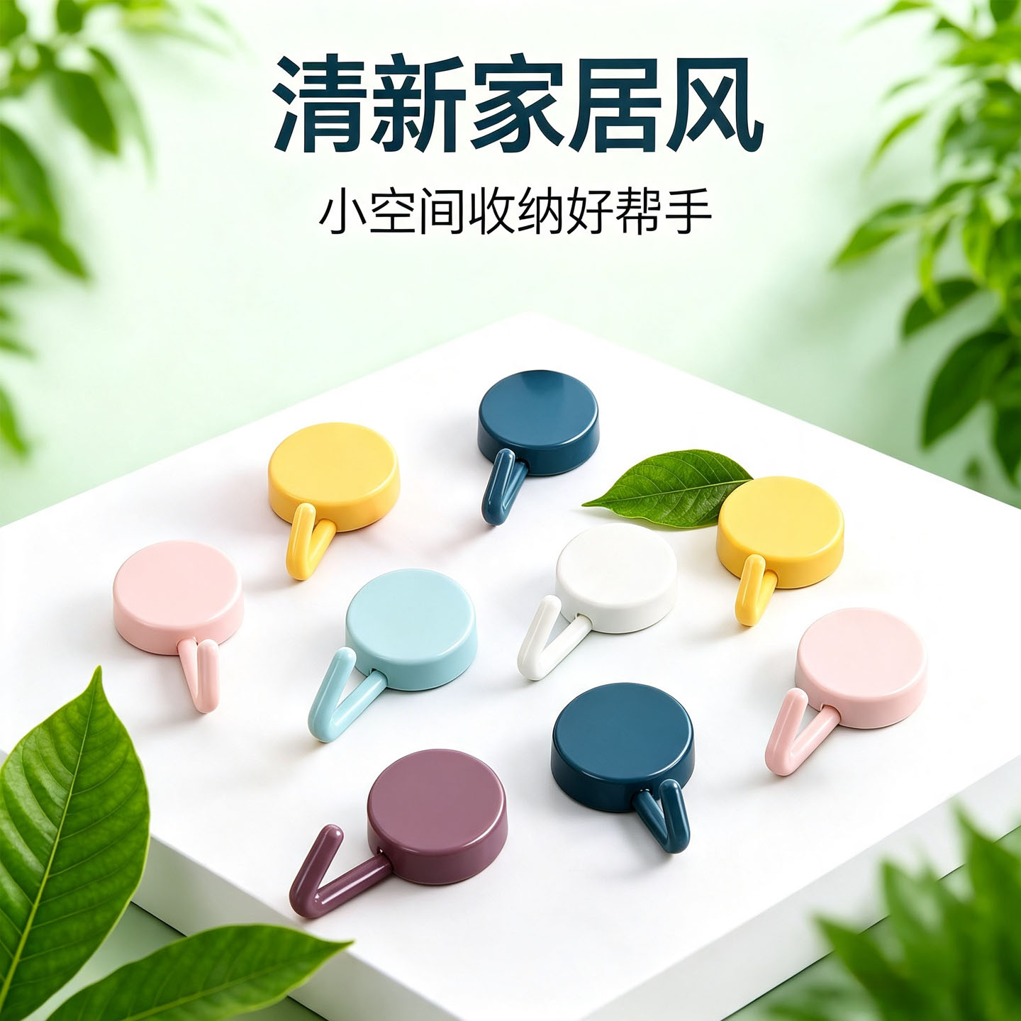 迷你小挂钩挂小毛巾幼儿园浴室卫生间免打孔自粘红色儿童彩色粘钩