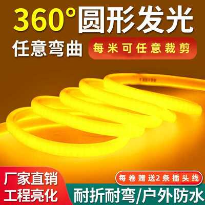 led圆形灯带360度发光220V柔性霓虹软灯带条户外防水线型线条灯管
