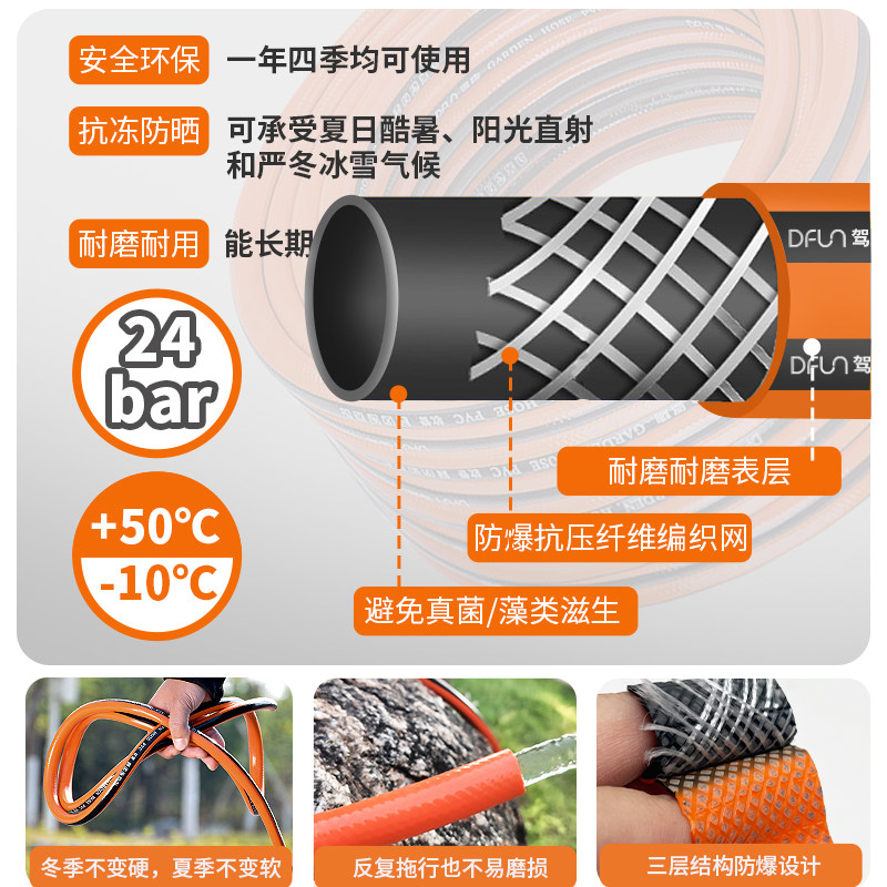 4分自来水浇水管子软管pvc塑料橡胶皮管洗车浇地浇花园管防冻防晒