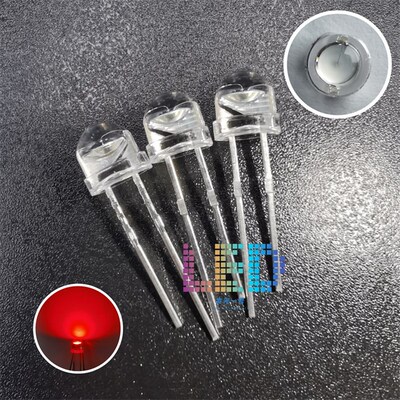 4.8MM大杯草帽红色0.3瓦 F5散光红光0.3W90毫安大电流LED发光灯珠