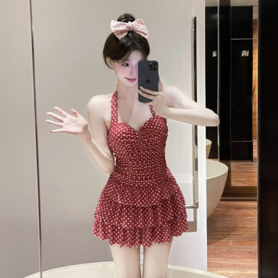 2025新款连体裙式泳衣女保守裙式