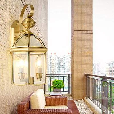 全铜户外防水壁灯美式欧式餐厅复古咖啡厅阳台室外庭院过道走廊灯