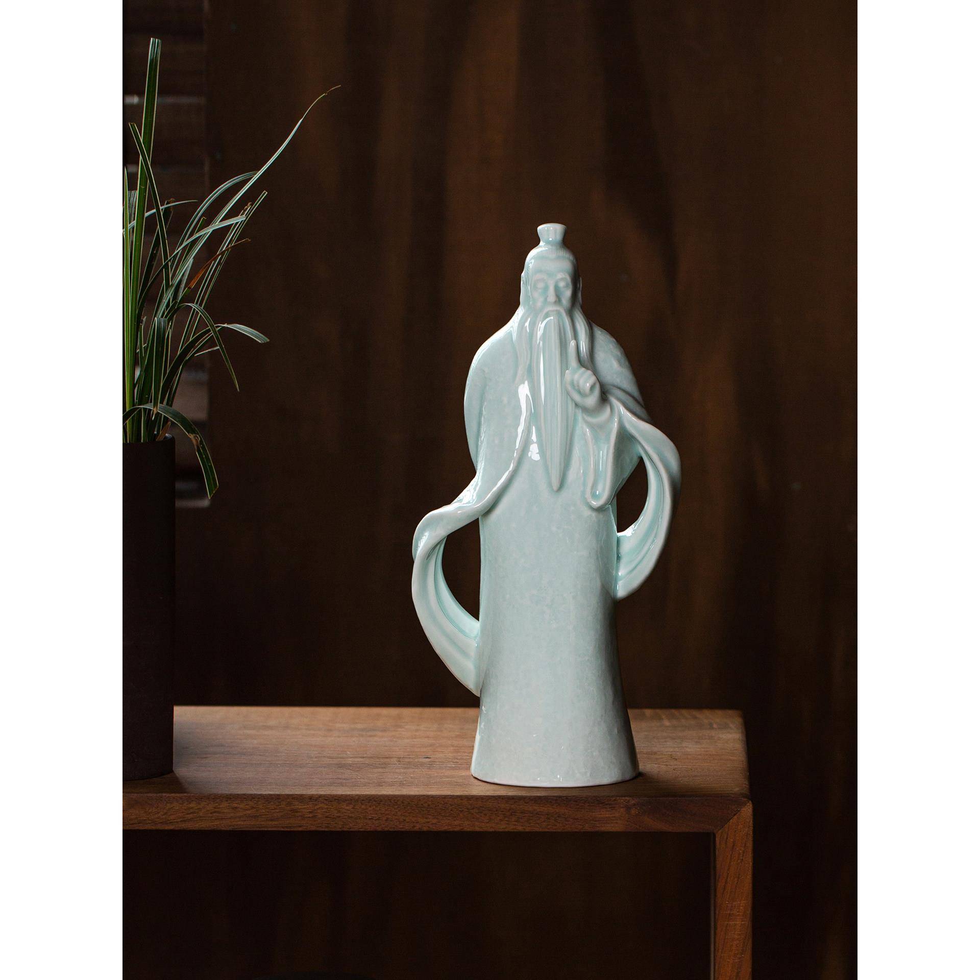景德镇国学陶瓷老子道士摆件禅意书房客厅桌面装饰品道家老子站像