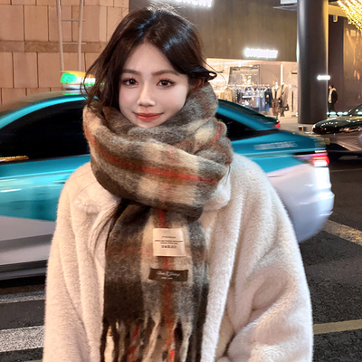 美拉德高级感羊毛马海毛保暖围巾