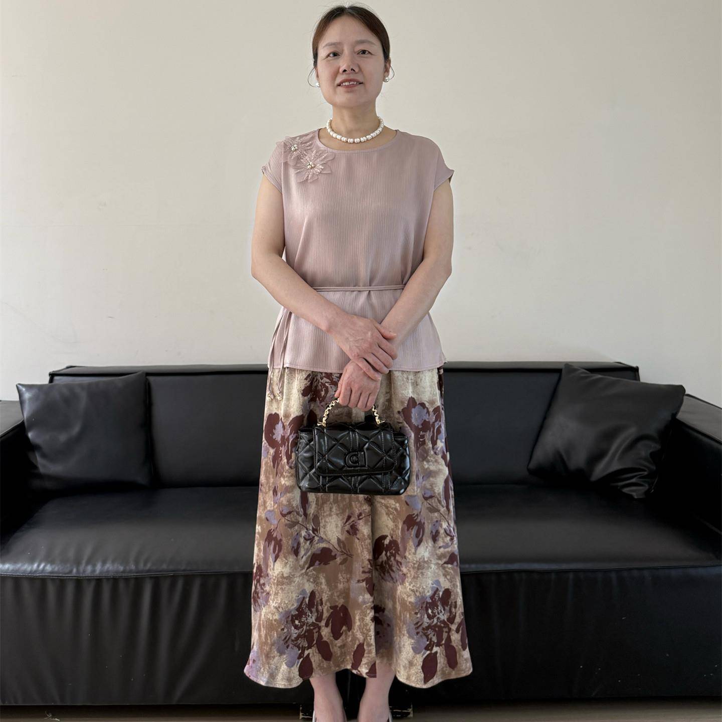 端庄大气妈妈夏装短袖套装2026新款T恤上衣服中老年女装雪纺上衣