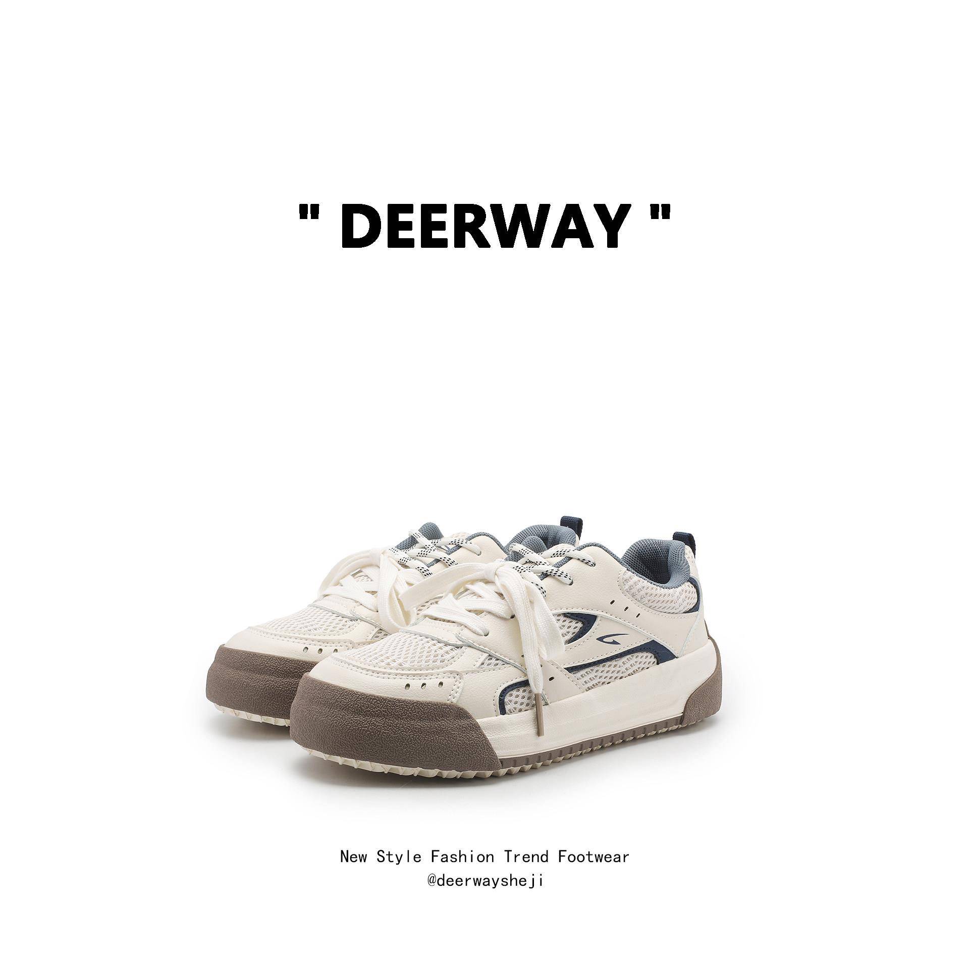 Deerway德尔惠新款网面透气小众百搭休闲板鞋女复古学生小白鞋子