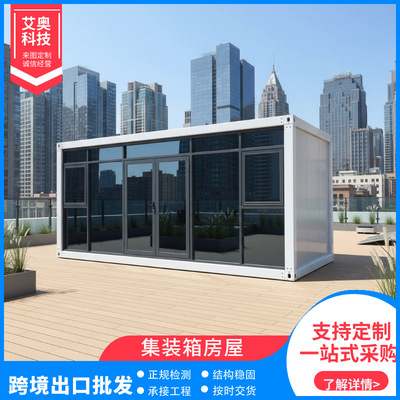 跨境热卖落地窗设计玻璃幕墙集装箱房办公室阁楼商用店铺活动板房