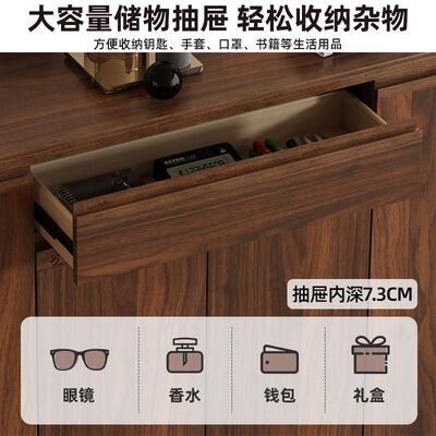 中式实木鞋柜家用门口入户客厅玄关一体新款大容量靠墙储物柜收纳