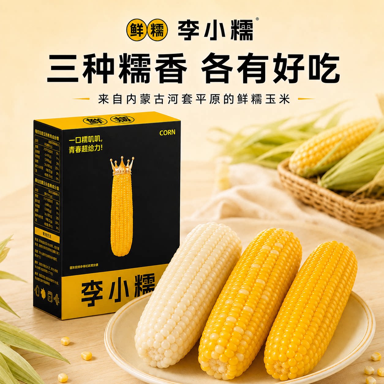 李小糯甜糯玉米内蒙古新鲜玉米真空包装早餐减脂期代餐非转基因