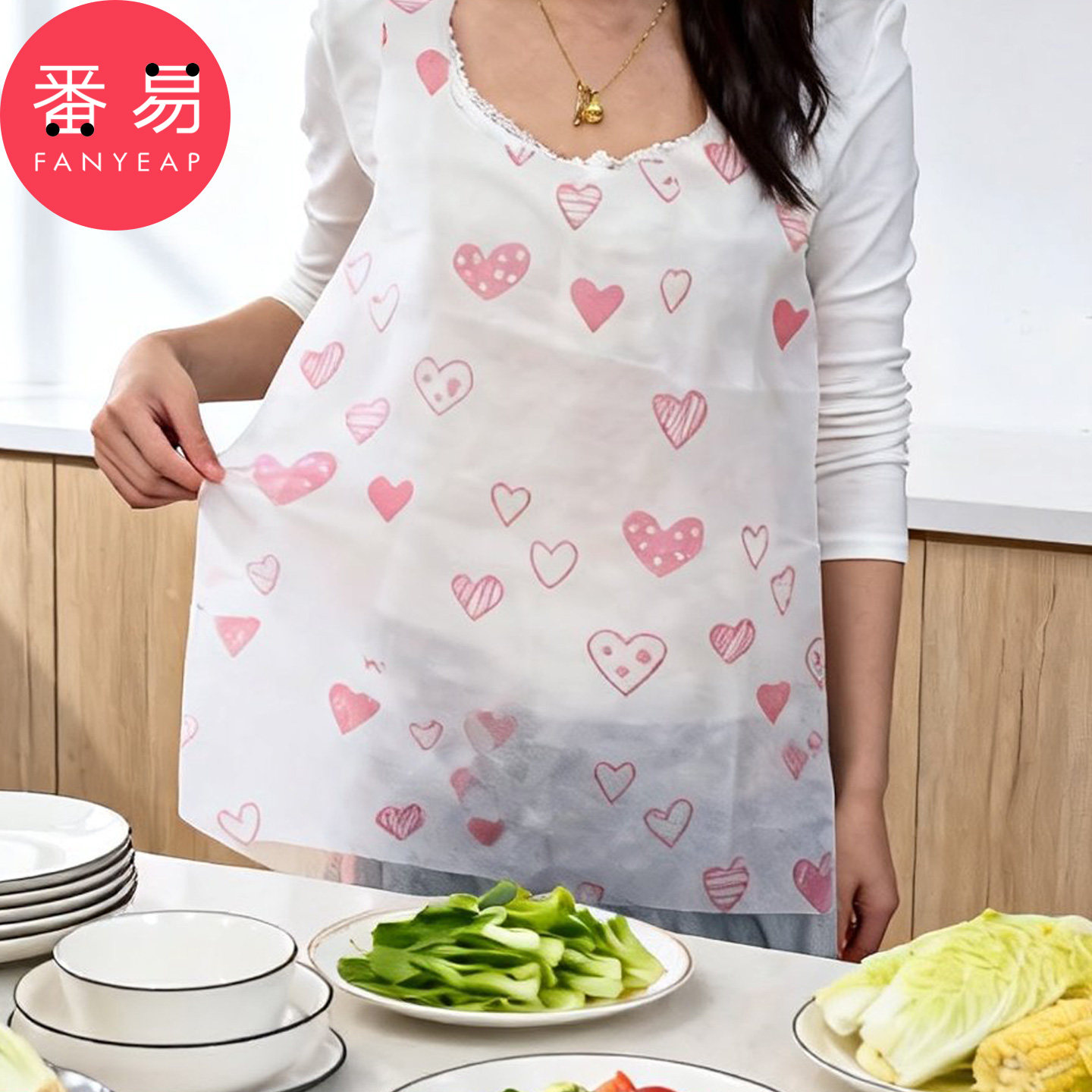 无纺布围裙A1pn001-家庭用餐烧烤无纺布围裙火锅吃饭围裙罩衣