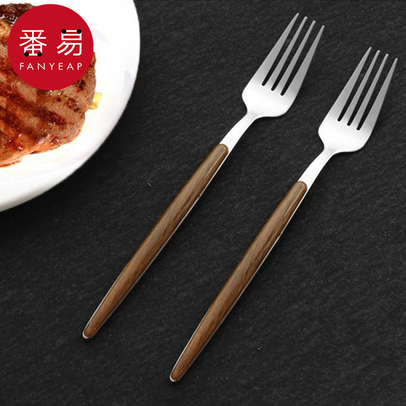 刀叉/不锈钢A1pn001-家用切牛排刀勺西餐餐具欧式叉高颜值长柄木