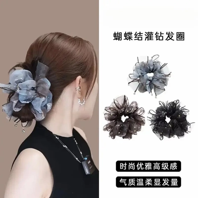 夏日大肠发圈女高级感轻奢气质扎马尾丸子头花皮筋发绳发饰盘发RW