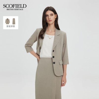 【scofield奥莱】女装气质平驳领五分袖西装外套早秋