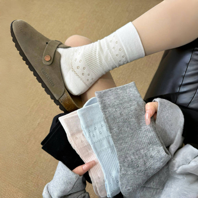 又薄又软的镂空小花袜子我可太爱了!这可太好穿了~春夏袜子女无骨