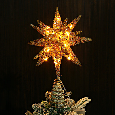 圣诞树顶星发光立体五角星装饰品