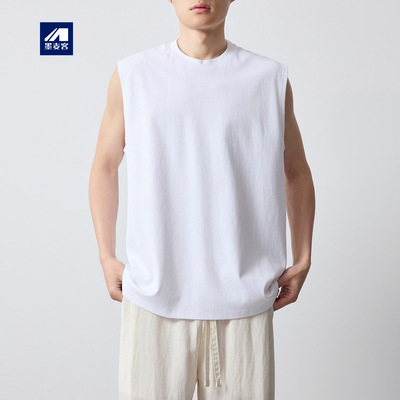墨麦客男装城市运动无袖t恤男2026夏季新款纯色圆领背心男75831.