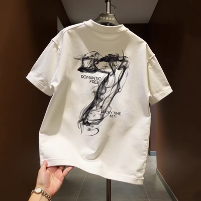 新款短袖t恤男夏季韩版潮流简约半袖上衣港风宽松休闲潮牌体恤衫