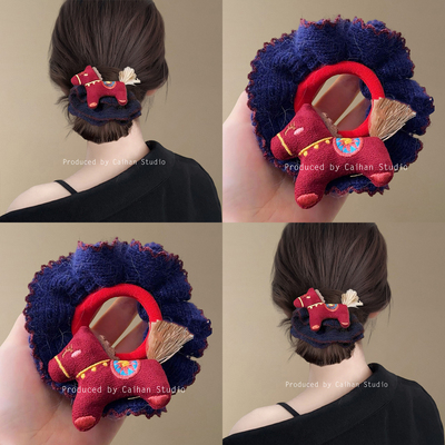 瑞马呈祥~韩系小马针织大肠发圈