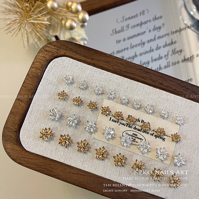 NK双层马眼锆石雪花美甲堆钻饰品