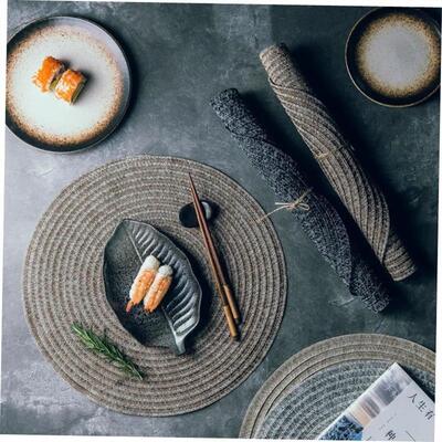 18CM round coasters 36CM handwoven placemats