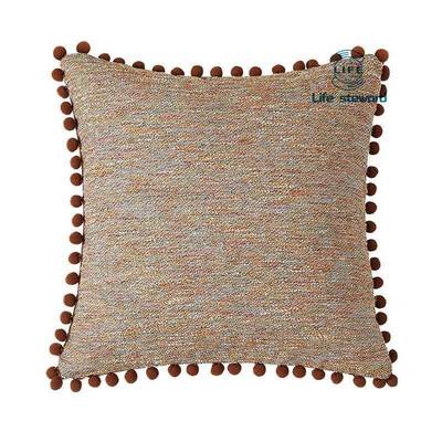 莫奈风编织配色球边沙发装饰抱枕靠枕靠垫套cushion cover pillow