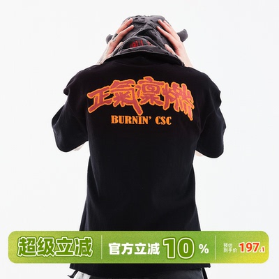 BURNIN* 正气凛燃符纸短袖T恤男夏季圆领宽松休闲体恤衫上衣百搭