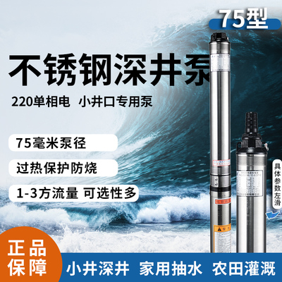 大元深井泵潜水泵家用井水不锈钢220V高扬程深水泵抽水机灌溉75QJ