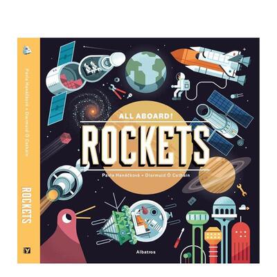 【预售】火箭【All Aboard!】Rockets英文儿童绘本交通工具城市人文Pavla Hanackova纸板书Albatros Media3-6岁进口原版书9788000