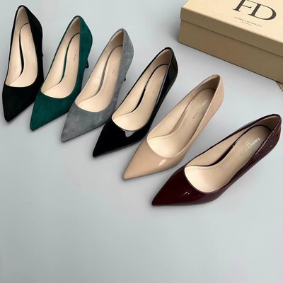 Federico Di Donato漆皮高端气质简约羊反绒细高跟单鞋女99509