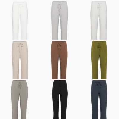 自然腰直筒裤长裤抽绳松紧腰