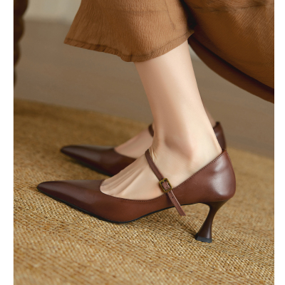 不累脚细跟高跟鞋优雅玛丽珍鞋
