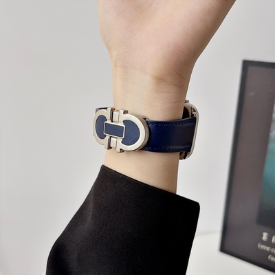 苹果Apple Watch11手表表带适用S10987654321新时尚真皮双G磁吸扣