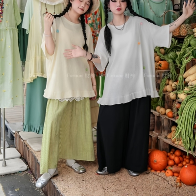 玛门糖果色花朵纯棉T恤