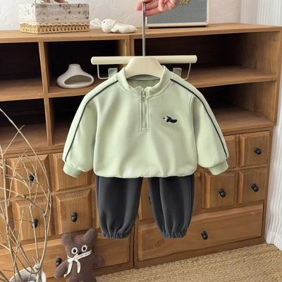 2026春季新款儿童舒适刺绣卫衣套装男宝宝时尚可爱柔软舒适套装
