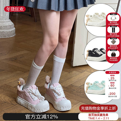 13DE MARZO  2025新款溶解帆布鞋小熊玩偶低帮休闲鞋运动鞋女
