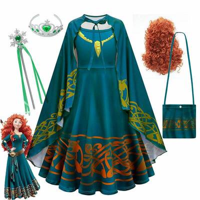 女童勇敢传说梅莉达公主裙礼服儿童万圣节Merida cospaly表演服装
