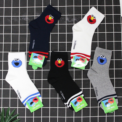 袜子女芝麻街韩国进口情侣棉袜