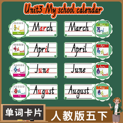 PEP小学英语5下四线三格单词卡片