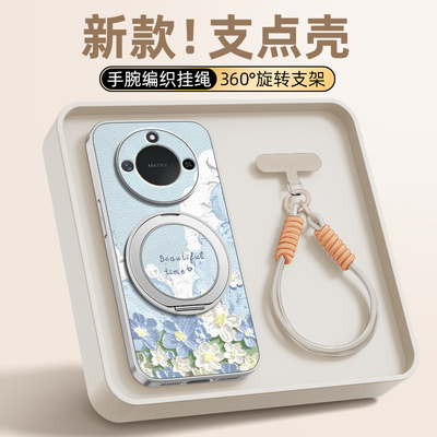 油画云花适用荣耀X70手机壳华为荣耀x60pro全包防摔x50GT保护套x40新款x30红色x20se外壳x60i带挂绳磁吸支架