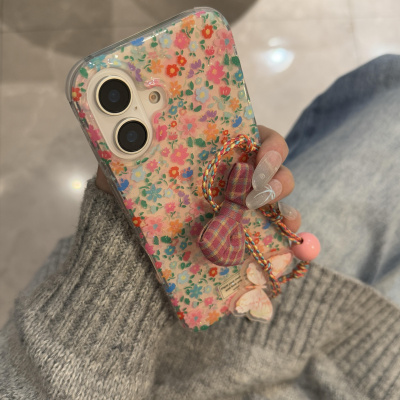 ins闪粉复古彩色碎花手机壳适用16promax全包iPhone15pro新款14pro全包13防摔15保护套16pro